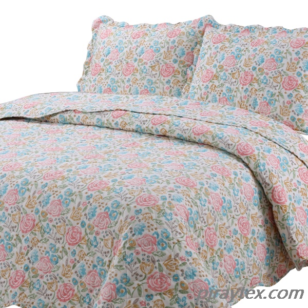 quilt,Flower Printed Microfiber Quilt,Bedding Set